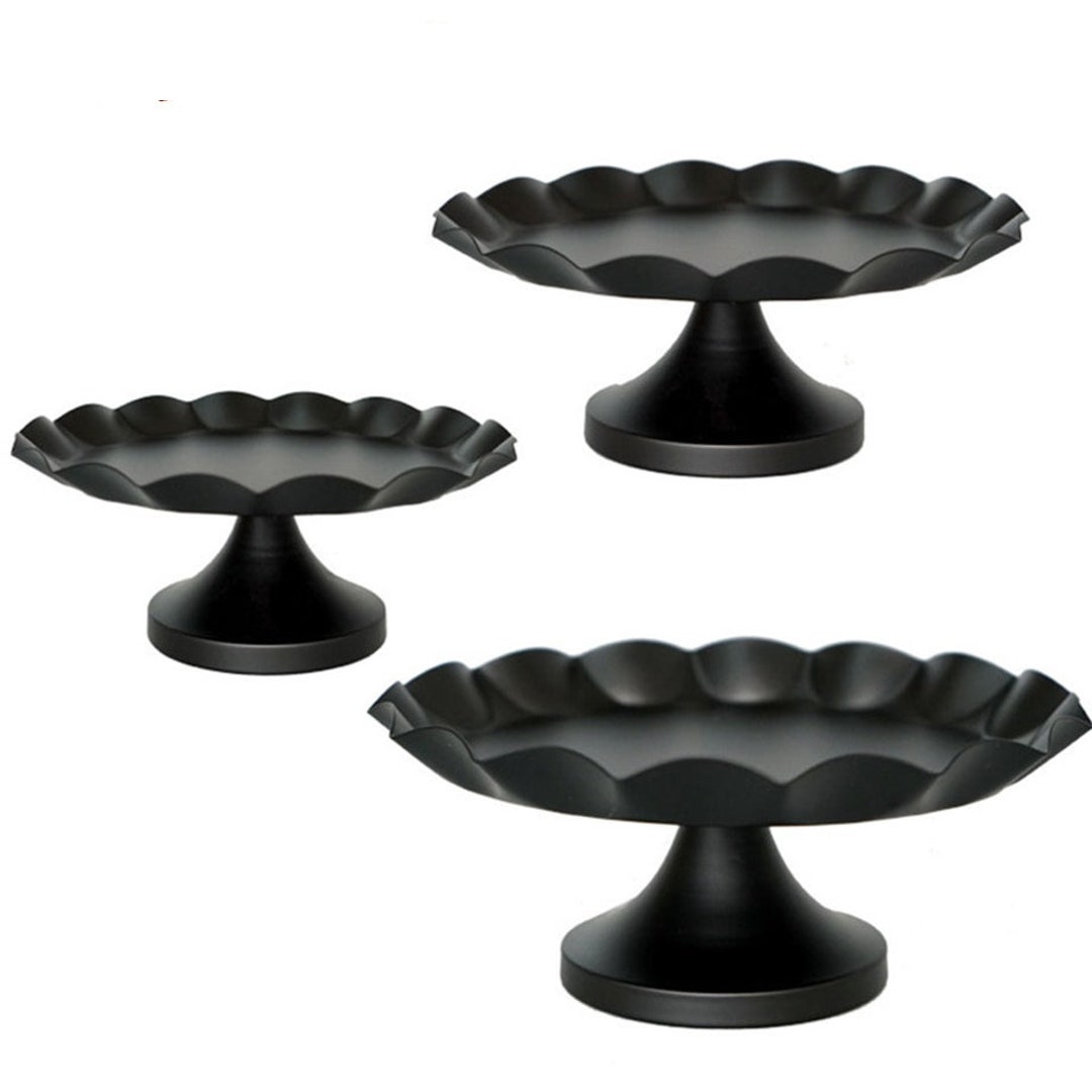 Black Cake Stand Vintage Black Wave Edge Cake Stand Cupcake Stand ...