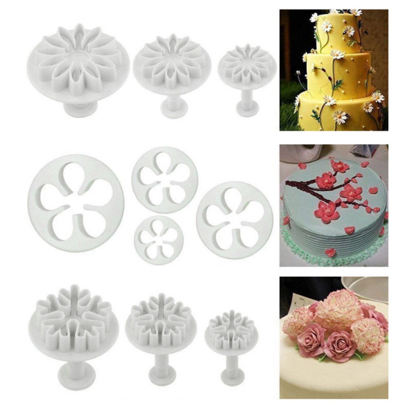 Flower cutters fondant tools 68 pieces plunger cutter set | Etsy