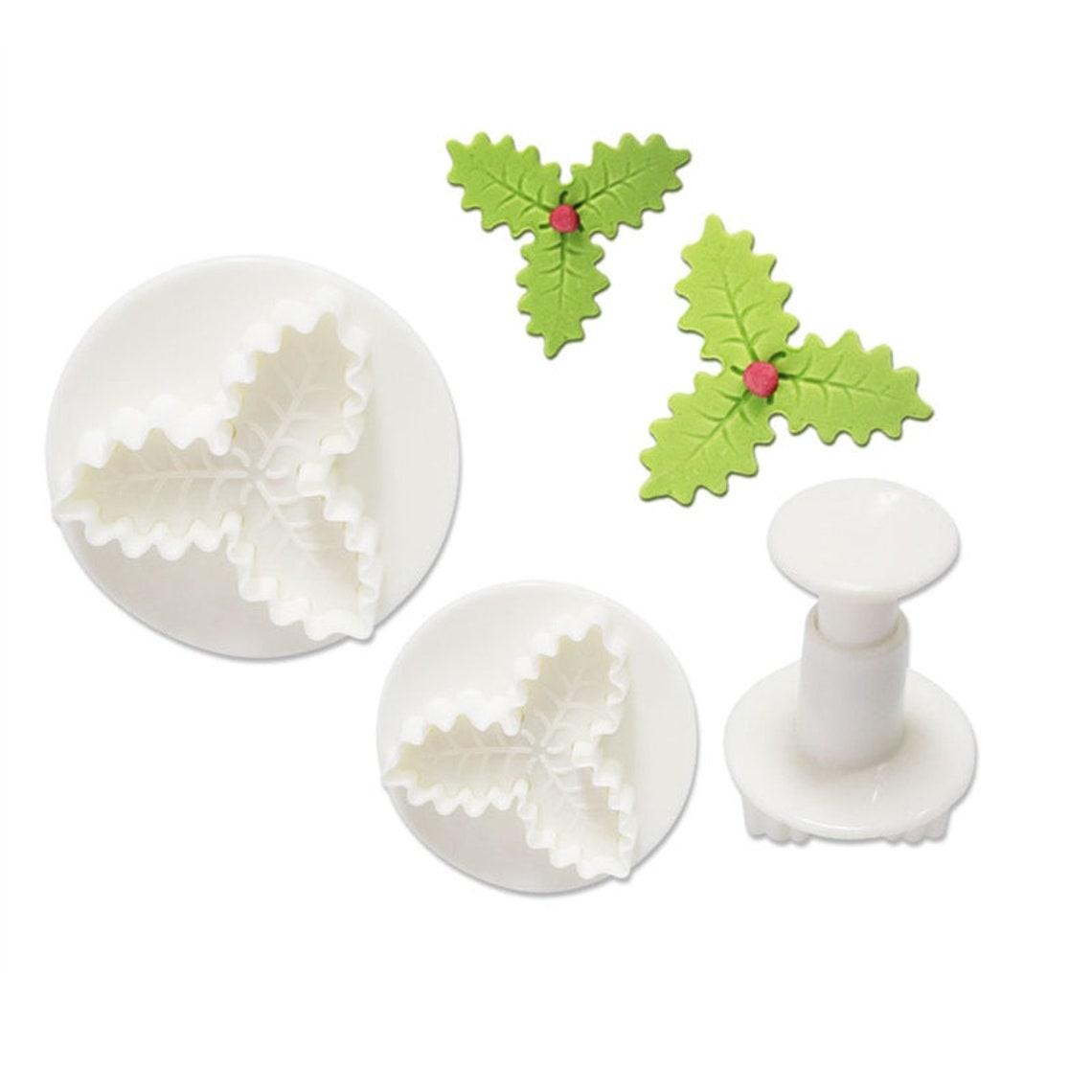Christmas Holly Leaf Plunger Cutter Set Holly Leaves Fondant Cutter ...