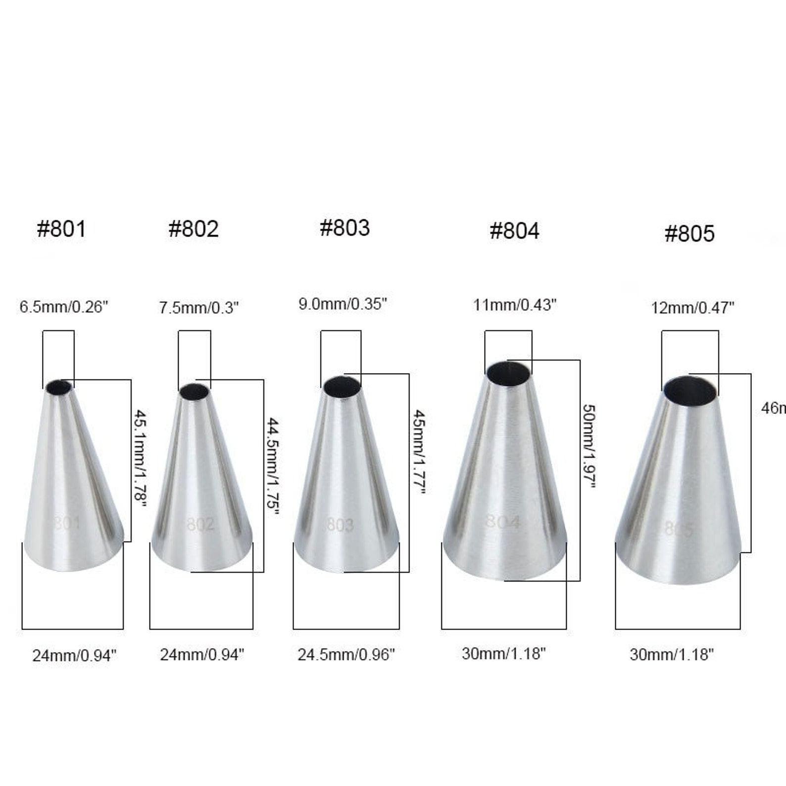 Round Icing Nozzle 5 Pcs Set - Etsy