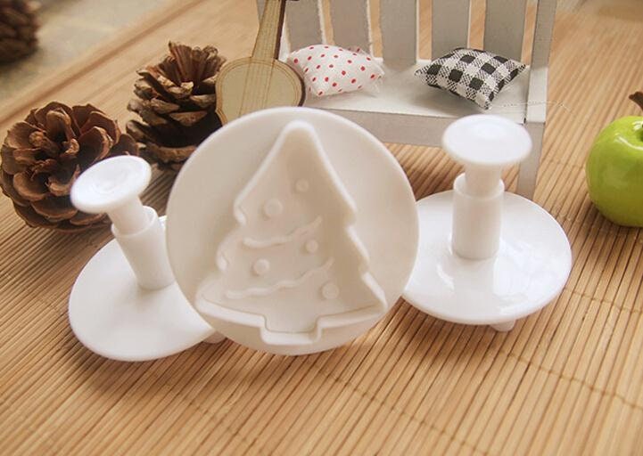 Christmas Tree Plunger Cutter Set 3 Pieces Fondant Cutter Cookie Cutter ...