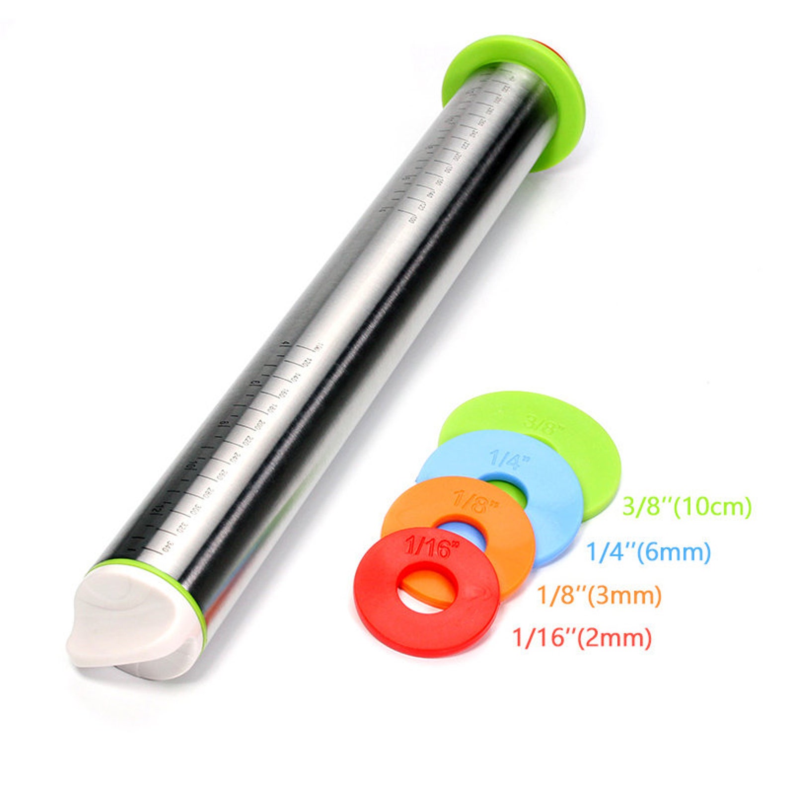 Rolling Pin With Rolling Mat and 4 Removable Thickness Rings | Etsy