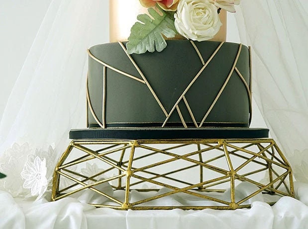 Gold Geometric Shape Cake Stand Vintage Gold Cake Stand Vintage Gold ...