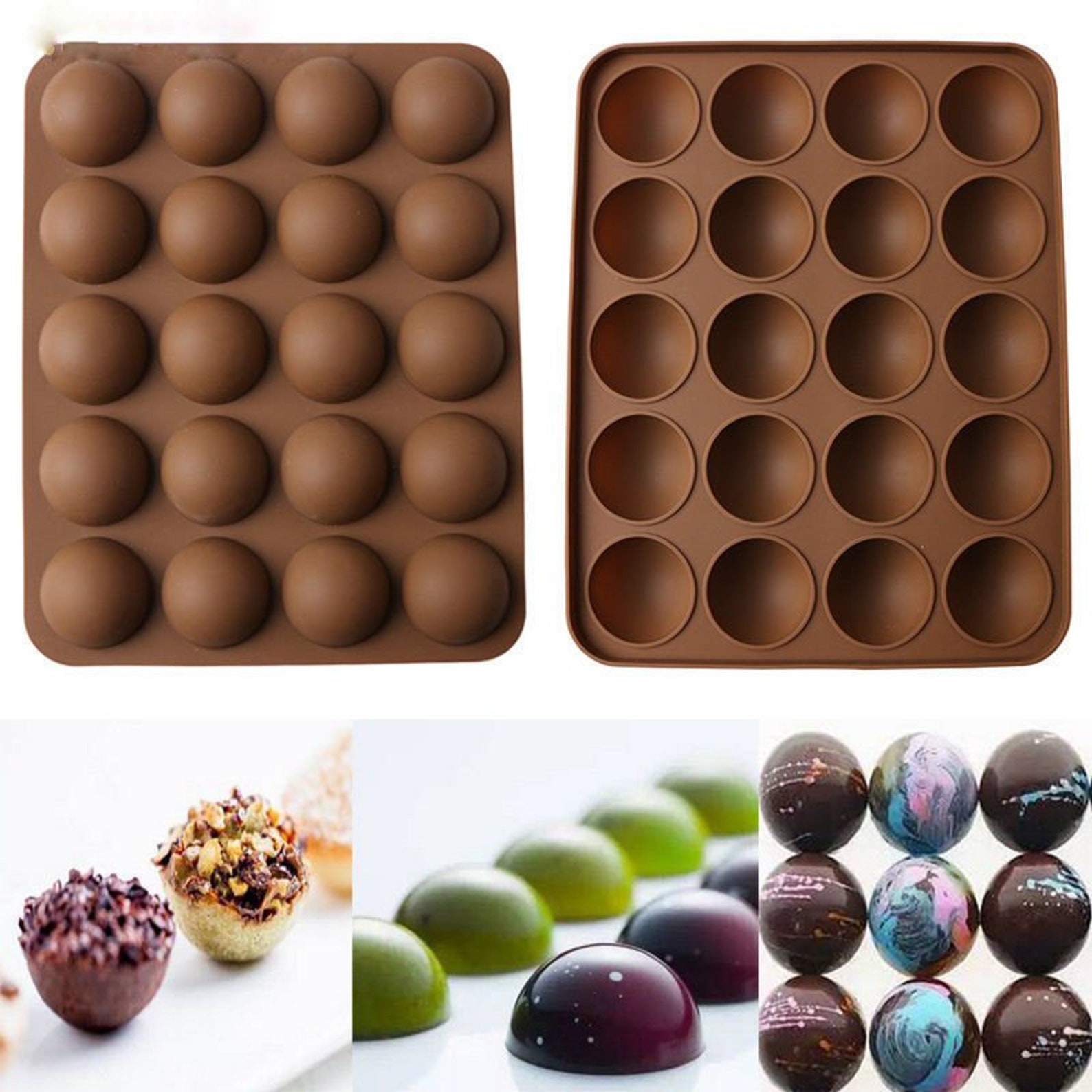 Half Ball Silicone Mold for Chocolate Truffles Desserts Cake Decorating ...