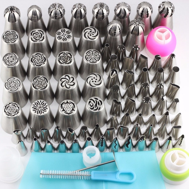 Large Set of Icing Tools Piping Bags Icing Tips Nozzles 88 Pcs Coupler ...