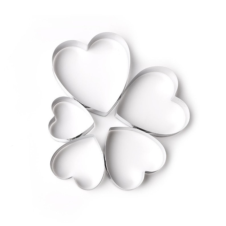 Valentine Heart Shape Cookie Cutter 5 Pieces Set Stainless Steel Cookie ...