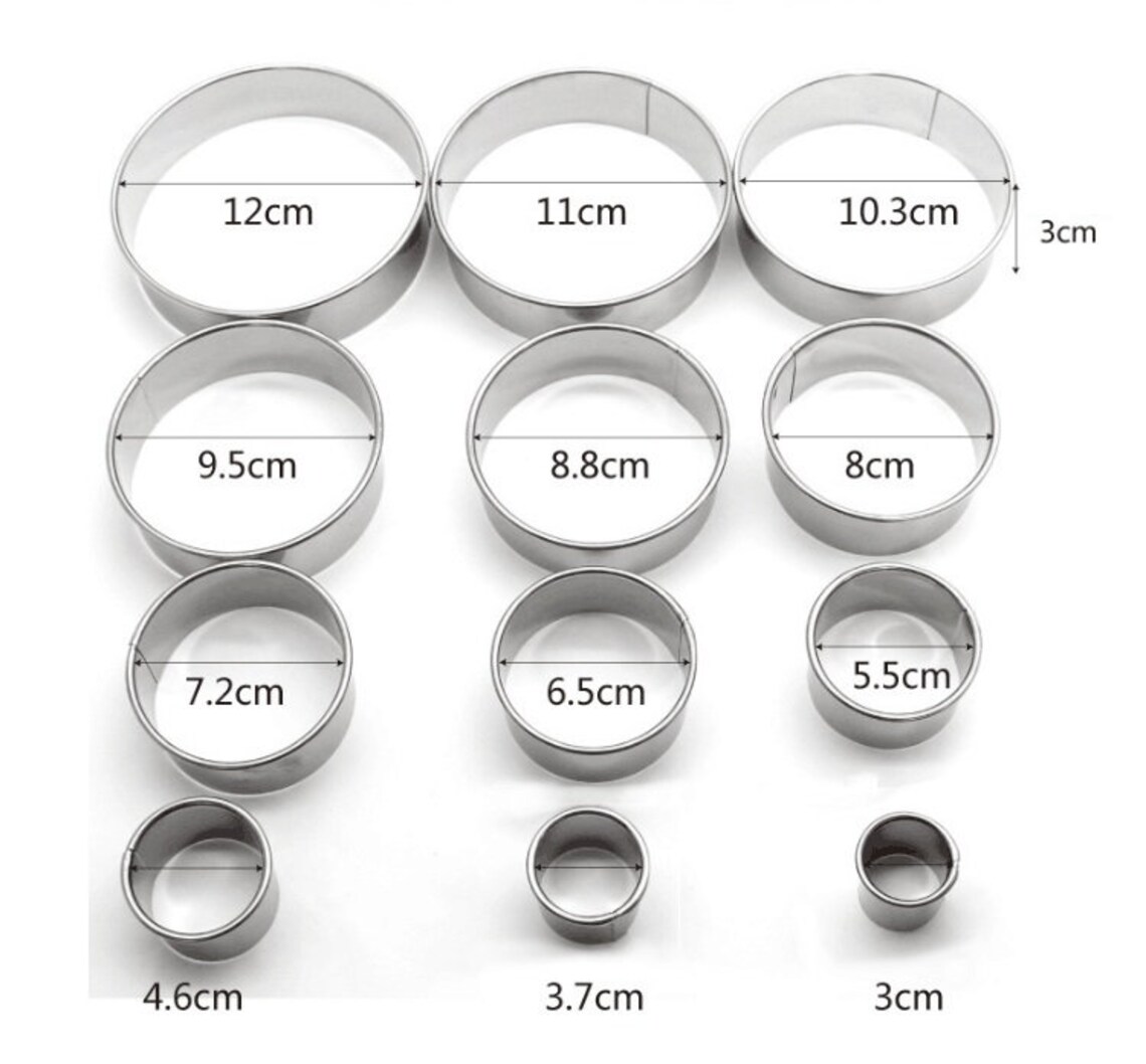Round Cutters Set of 12 Stainless Steel Cake decorating tools | Etsy
