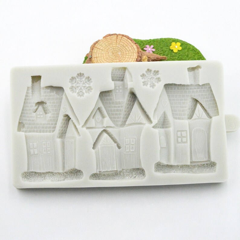 Christmas Gingerbread Village House Silicone Mold 3 Shapes Fondant Mold ...