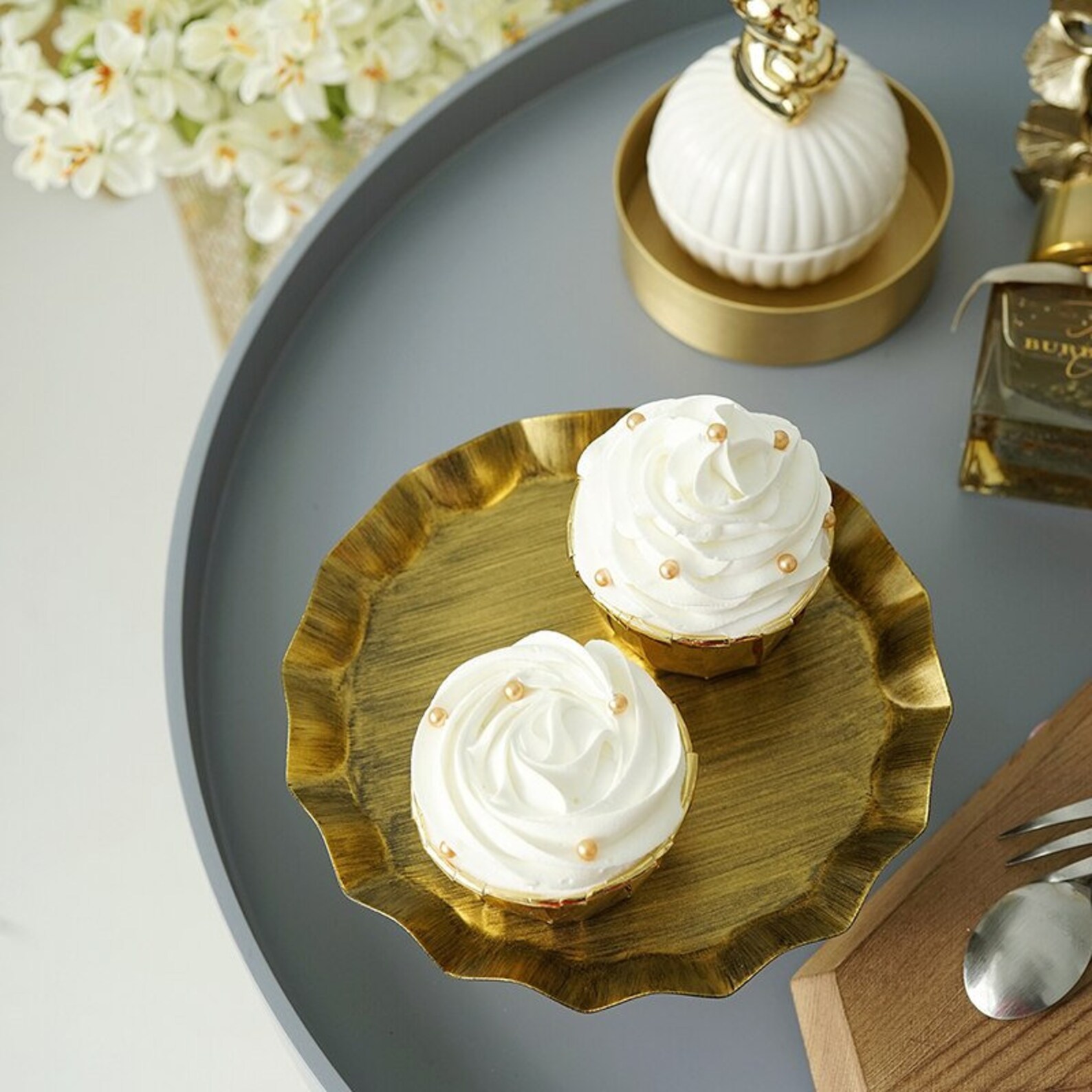 Gold Cake Stand Vintage Gold Black Wave Edge Cake Stand - Etsy