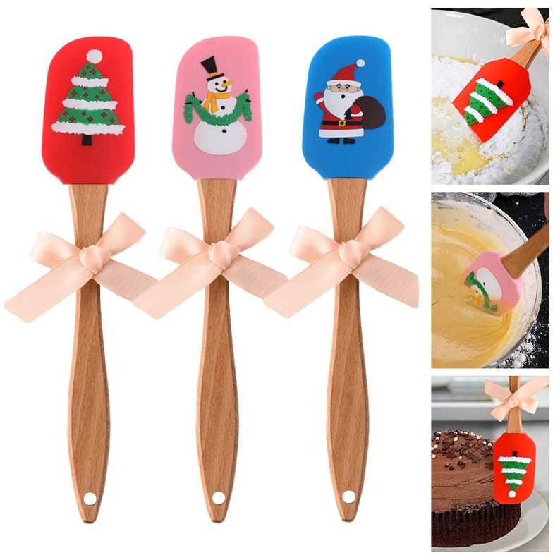 Christmas Silicone Spatula New Year Silicone Butter Scraper Cake Mixing ...