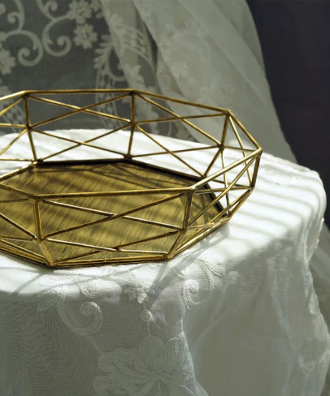 Gold Geometric Shape Cake Stand Vintage Gold Cake Stand | Etsy