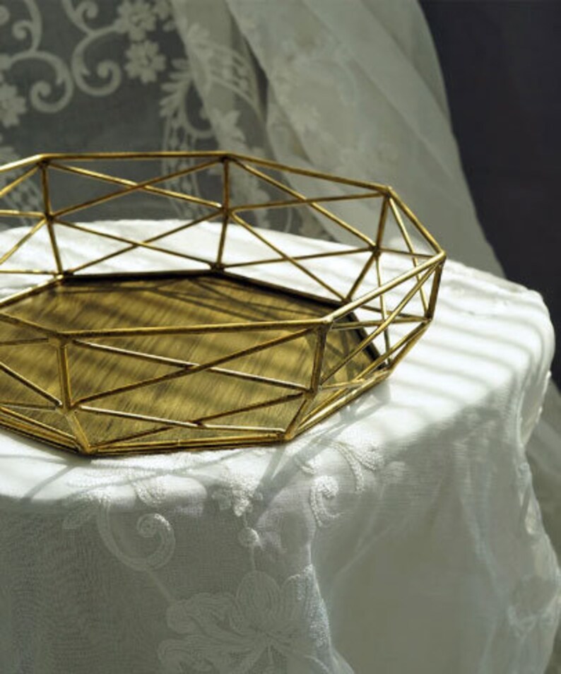 Gold Geometric Shape Cake Stand Vintage Gold Cake Stand - Etsy