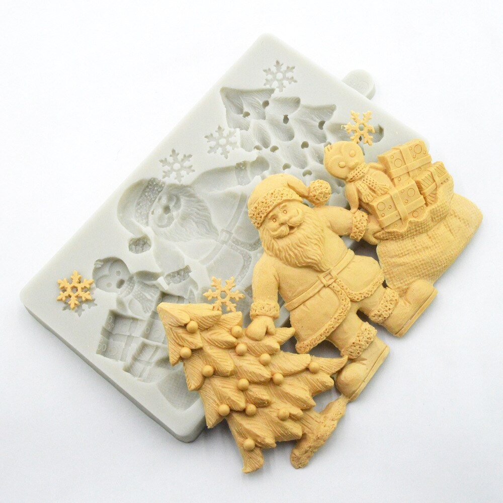 Christmas Santa Claus Christmas Tree and Gifts Silicone Mold - Etsy