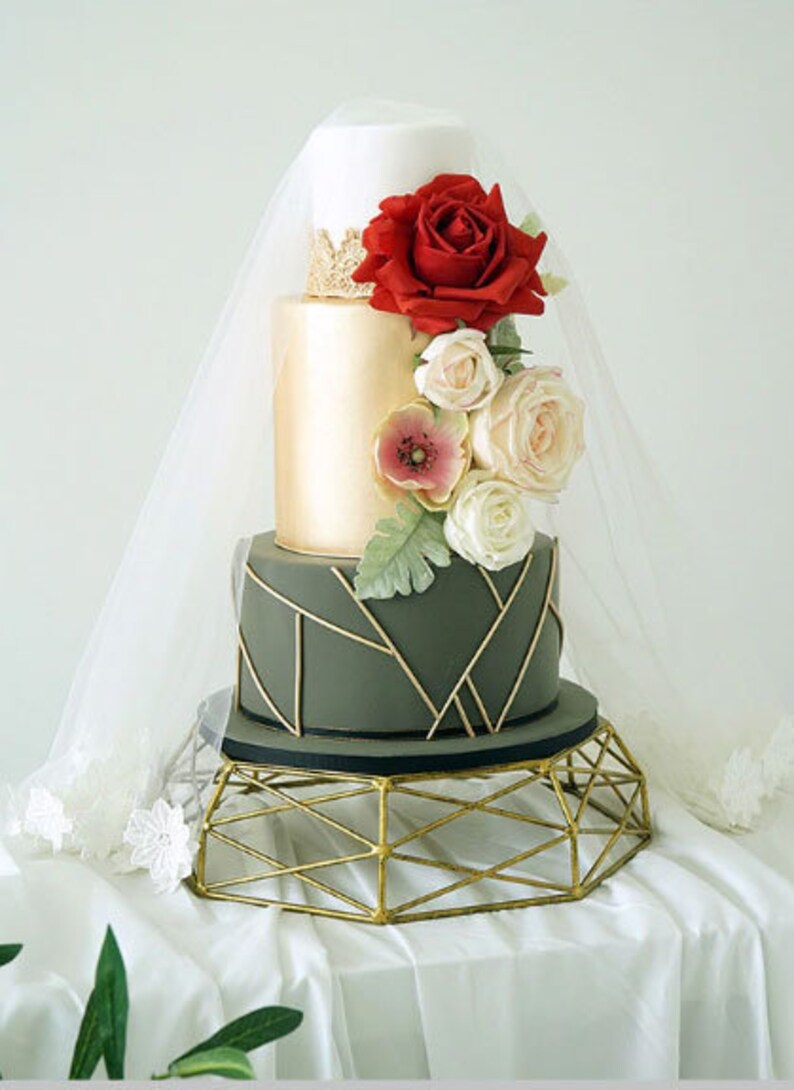 Gold Geometric Shape Cake Stand Vintage Gold Cake Stand - Etsy