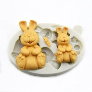 Easter Bunnies Silicone Fondant Mold Easter Rabbit Mold DIY Easter Cake ...