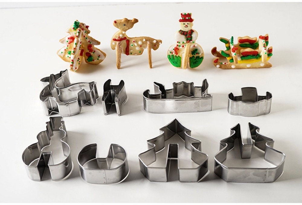 Christmas Cookie Cutter Set for Making 3D Cookies Stainless Steel ...