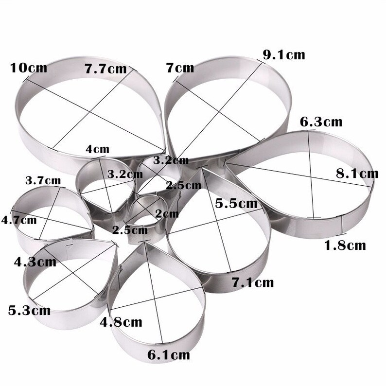 Rose Petals Fondant Cutters Cookie Cutters Teardrop Stainless | Etsy