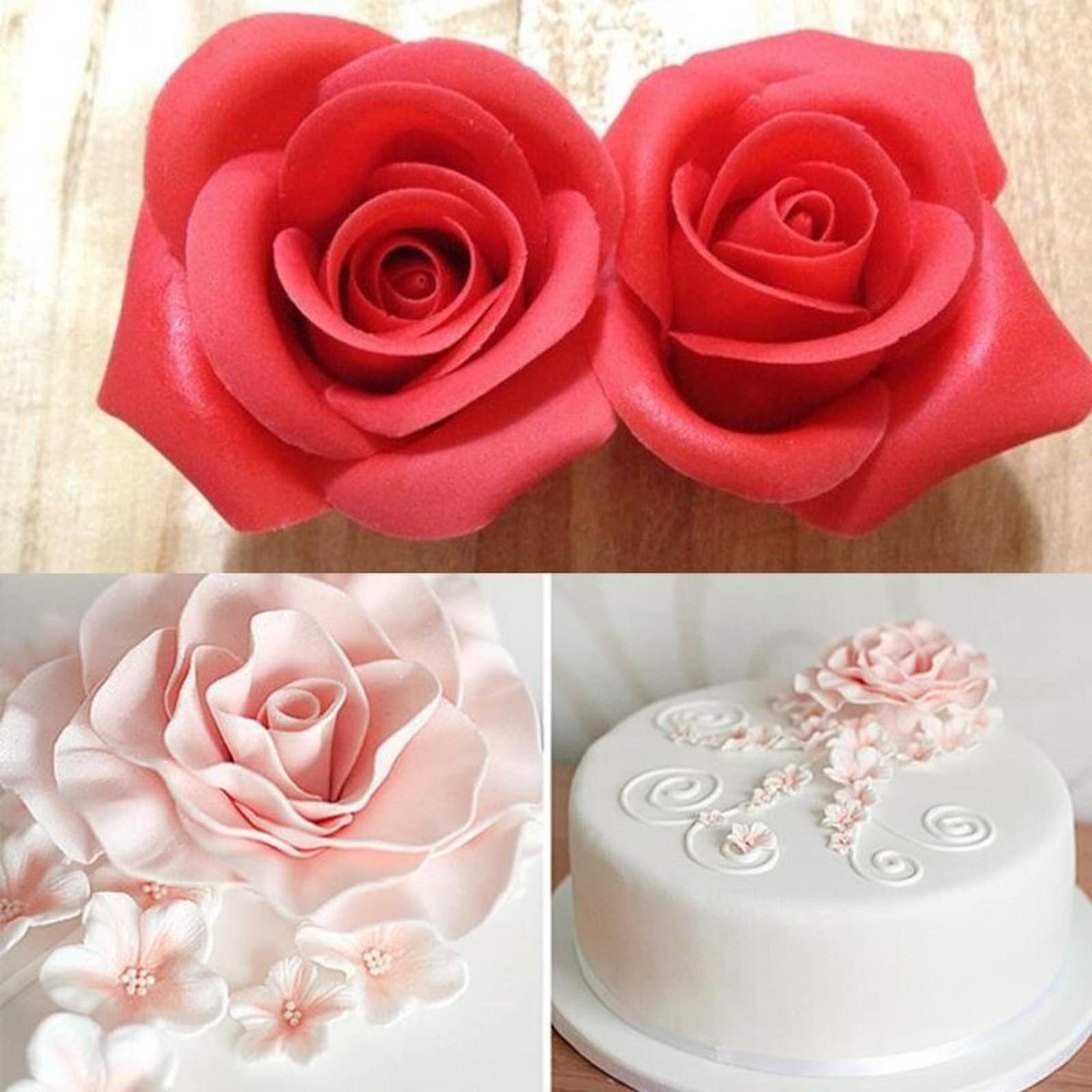Rose Cutters Flower Cutter Fondant Roses 6 Pieces Set Plastic Fondant ...