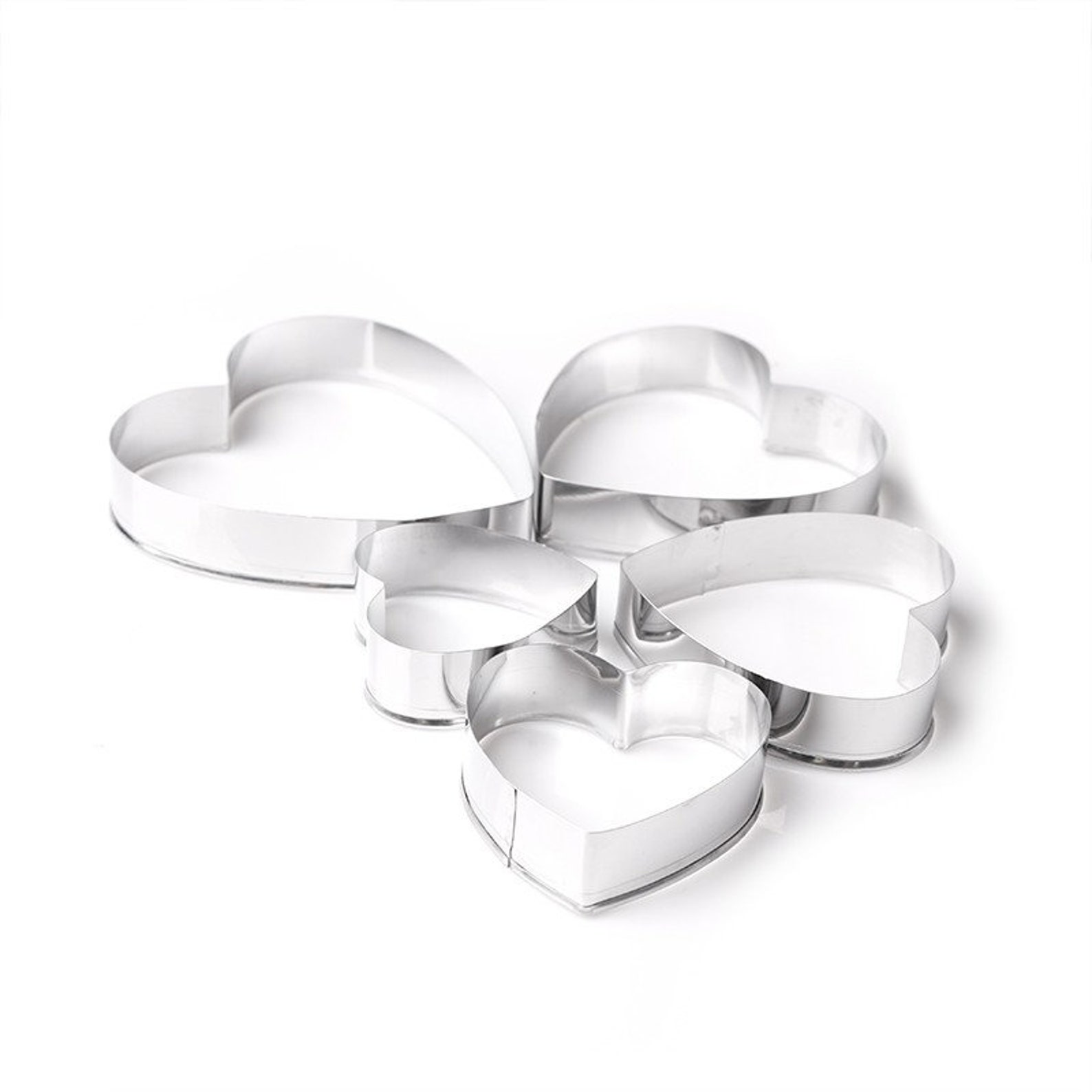 Valentine Heart Shape Cookie Cutter 5 Pieces Set Stainless Steel Cookie ...
