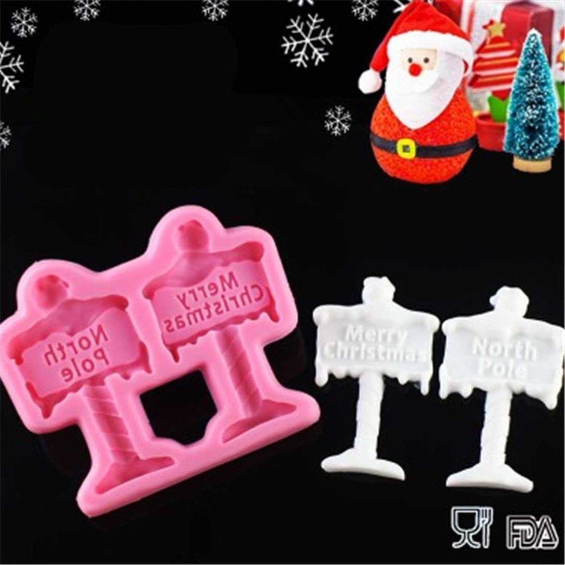 Christmas Road Signs Silicone Molds Merry Christmas Sign North | Etsy