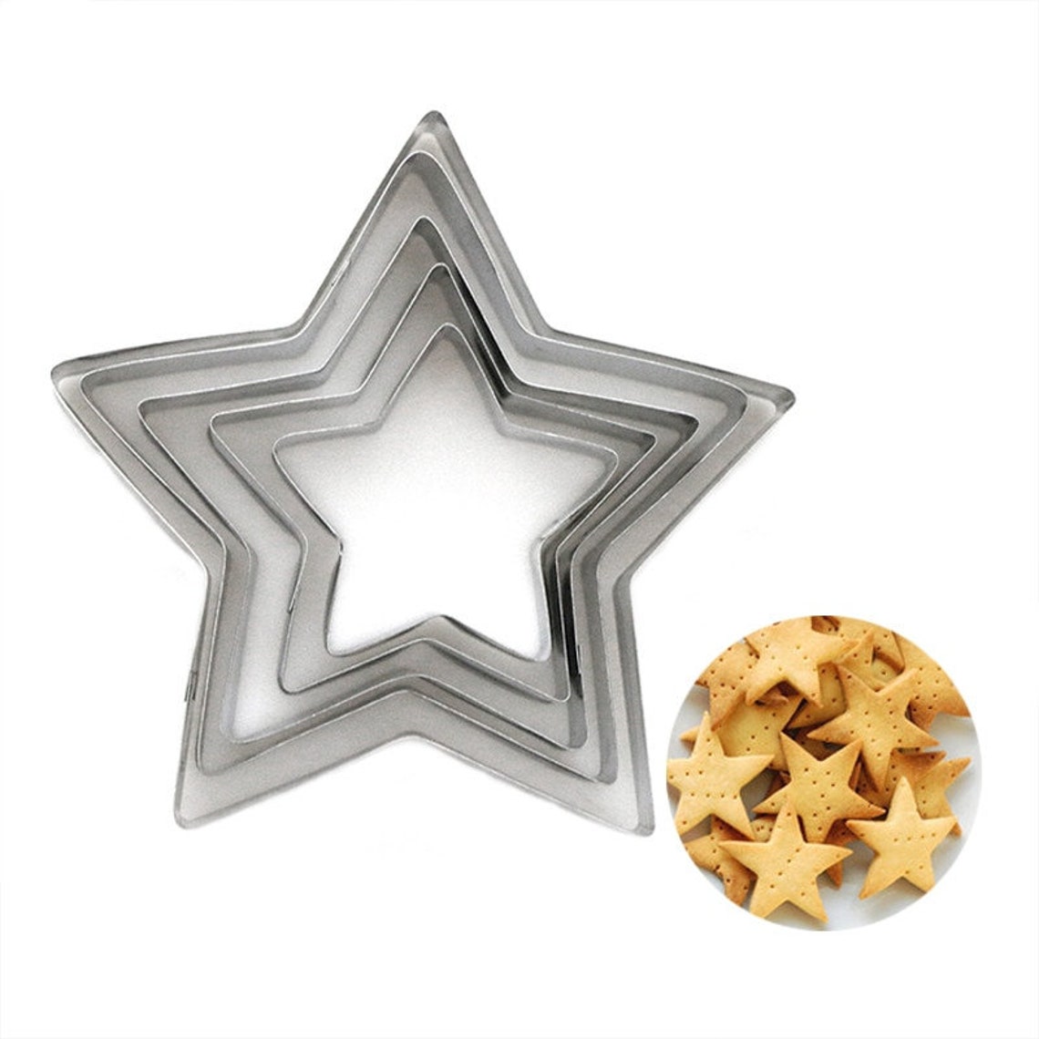 Star Cookie Cutter 5 Pieces Set Stainless Steel Cookie Cutters - Etsy