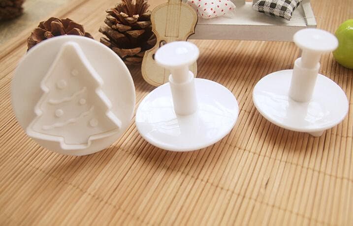 Christmas Tree Plunger Cutter Set 3 Pieces Fondant Cutter Cookie Cutter ...