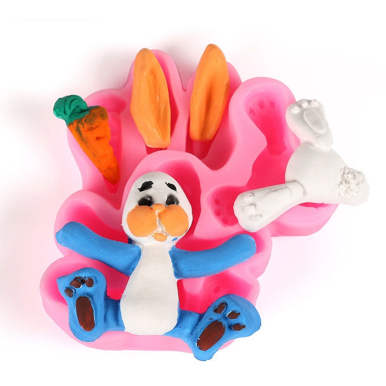 Easter Bunny Silicone Mold Fondant Rabbit Mold Carrot and - Etsy