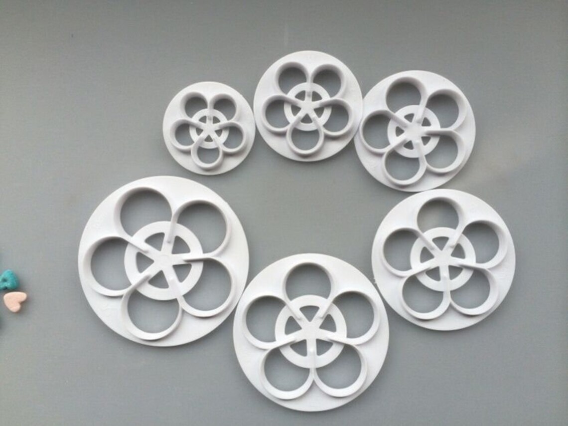 Rose Cutters Flower Cutter Fondant Roses 6 Pieces Set Plastic Fondant ...