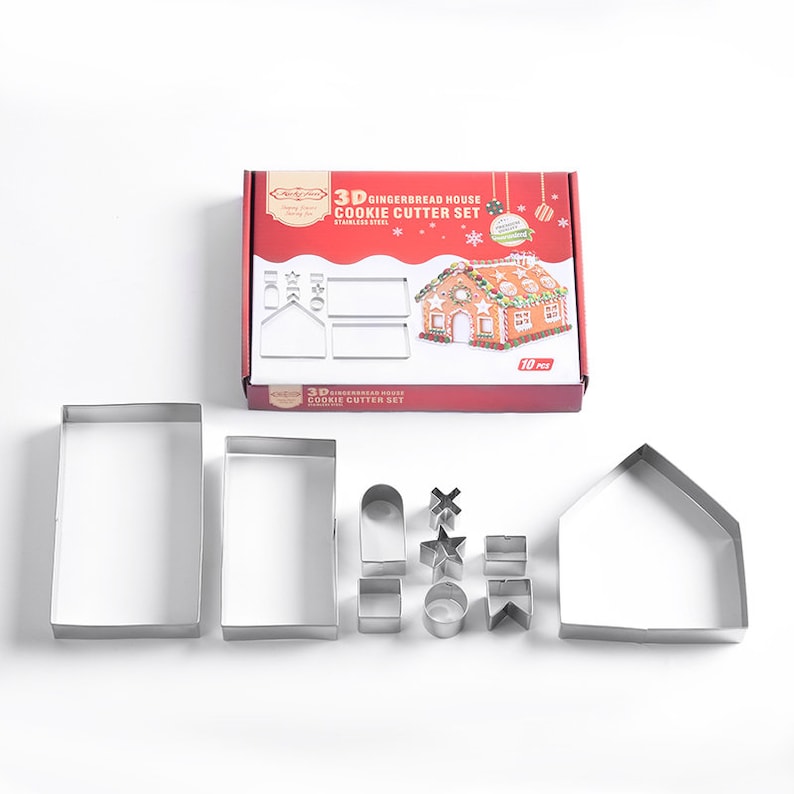Christmas Gingerbread House Cutters 10 Pcs Stainless Steel Cutters ...