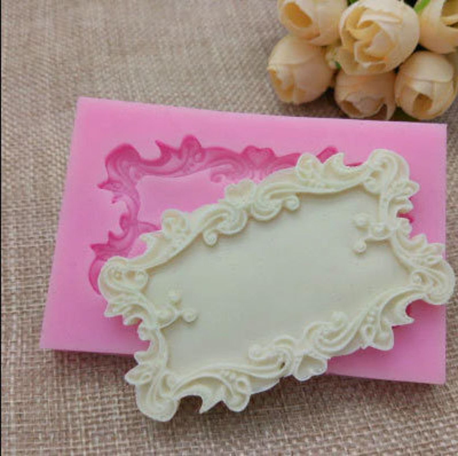 Frame Silicone Mold Fondant Mold Flower and Heart Frame Mold - Etsy
