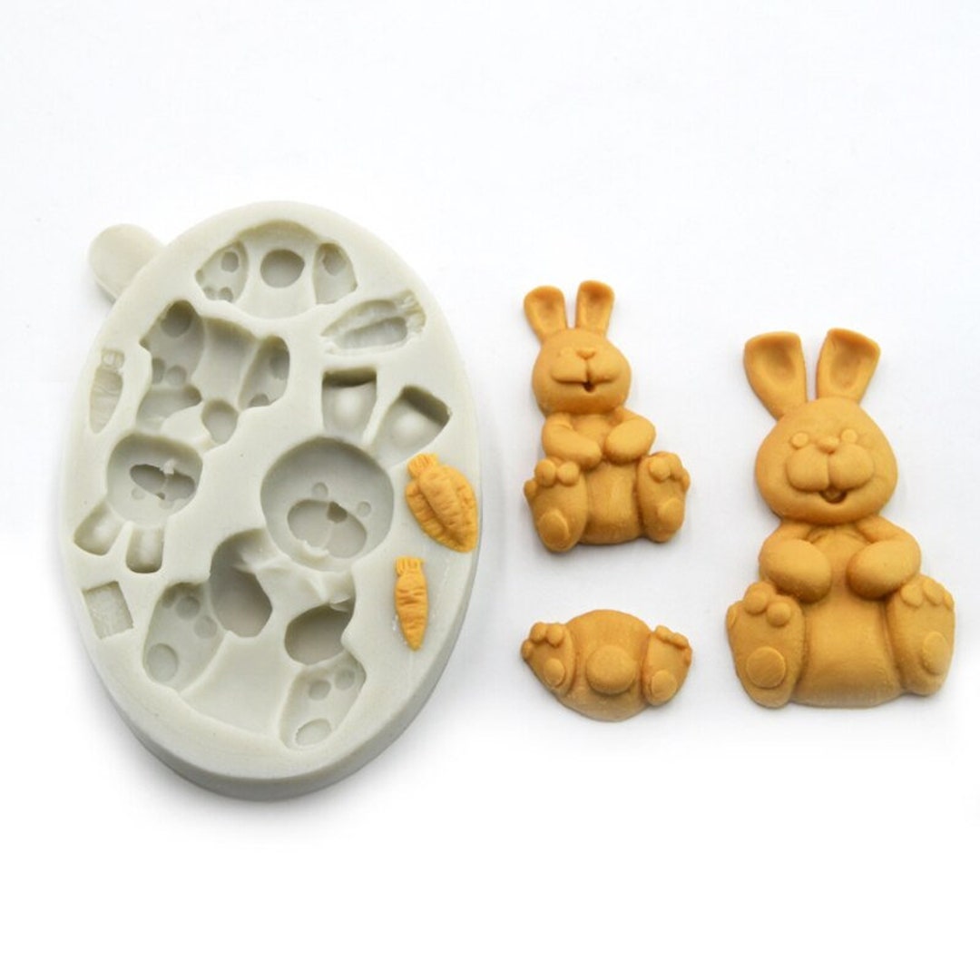Easter Bunnies Silicone Fondant Mold Easter Rabbit Mold DIY Easter Cake ...