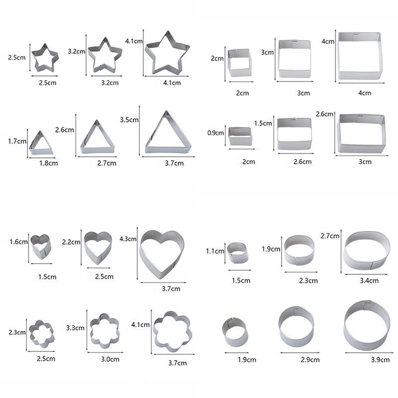 Cookie Cutters Basic Shapes Set of 24 Stainless Steel Cutters - Etsy