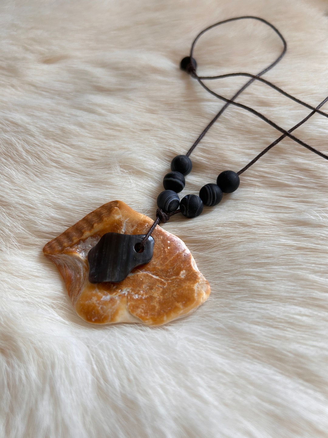 Mystic Shell Shell Necklace With Buffalo Horn and Agates, Handmade ...