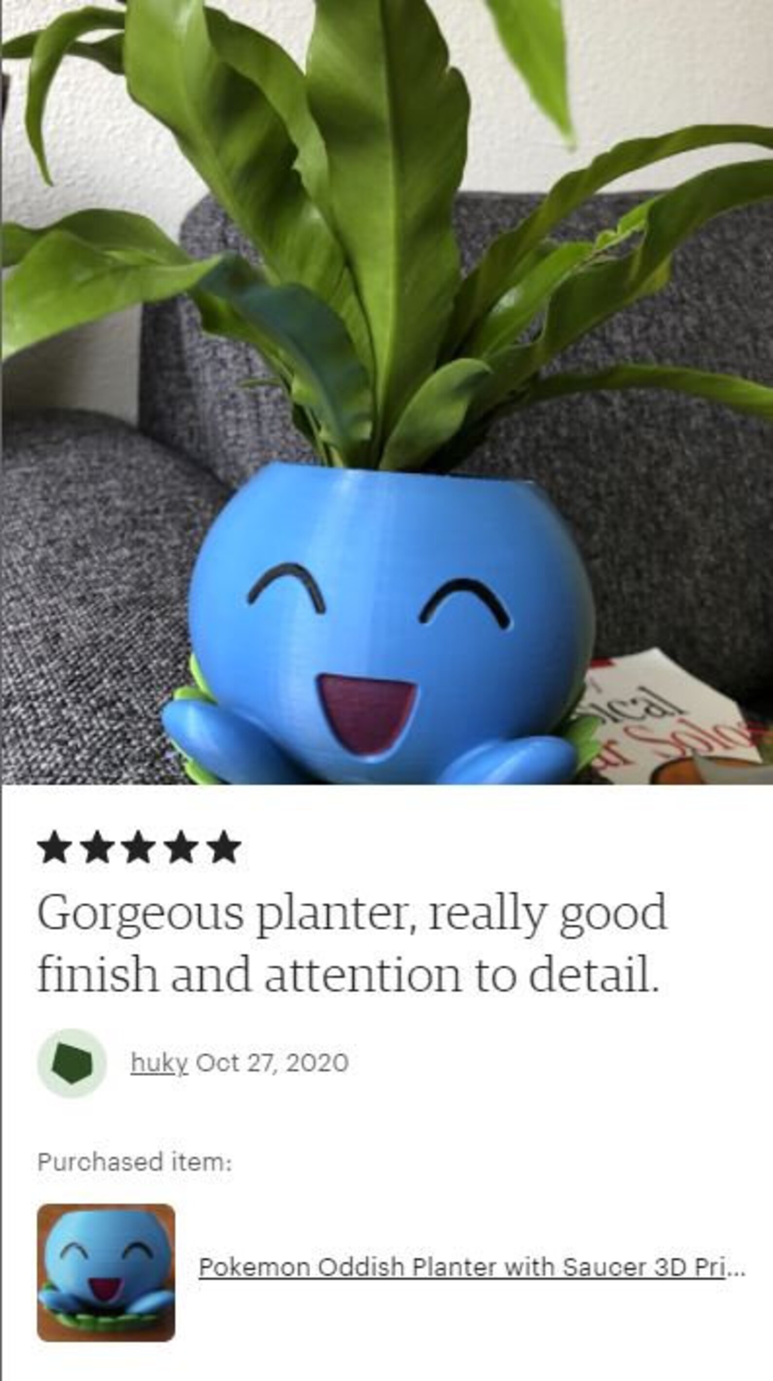 Pokemon Oddish Planter With Saucer 3D Printed Gift Idea 3D | Etsy