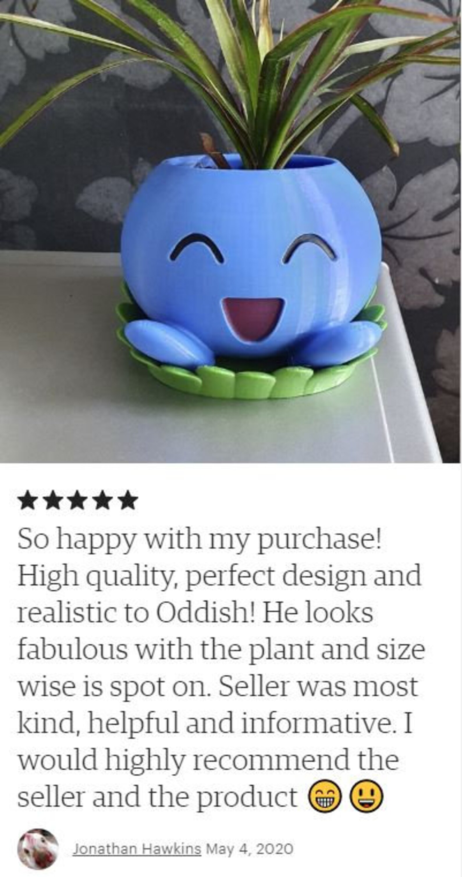 Pokemon Oddish Planter With Saucer 3D Printed Gift Idea 3D | Etsy