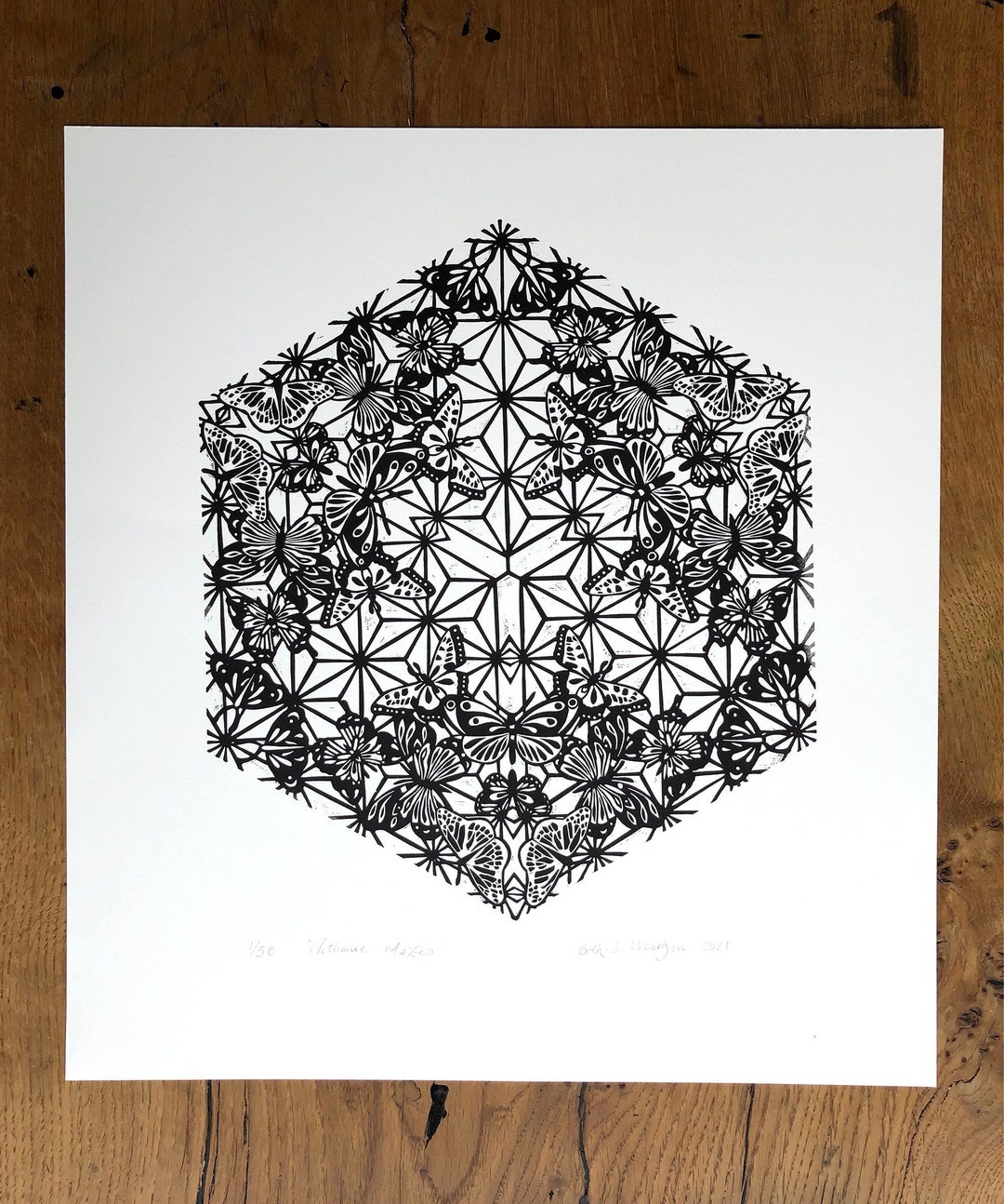 Geometric Butterfly Lino Block Print: Signed Limited Edition - Etsy