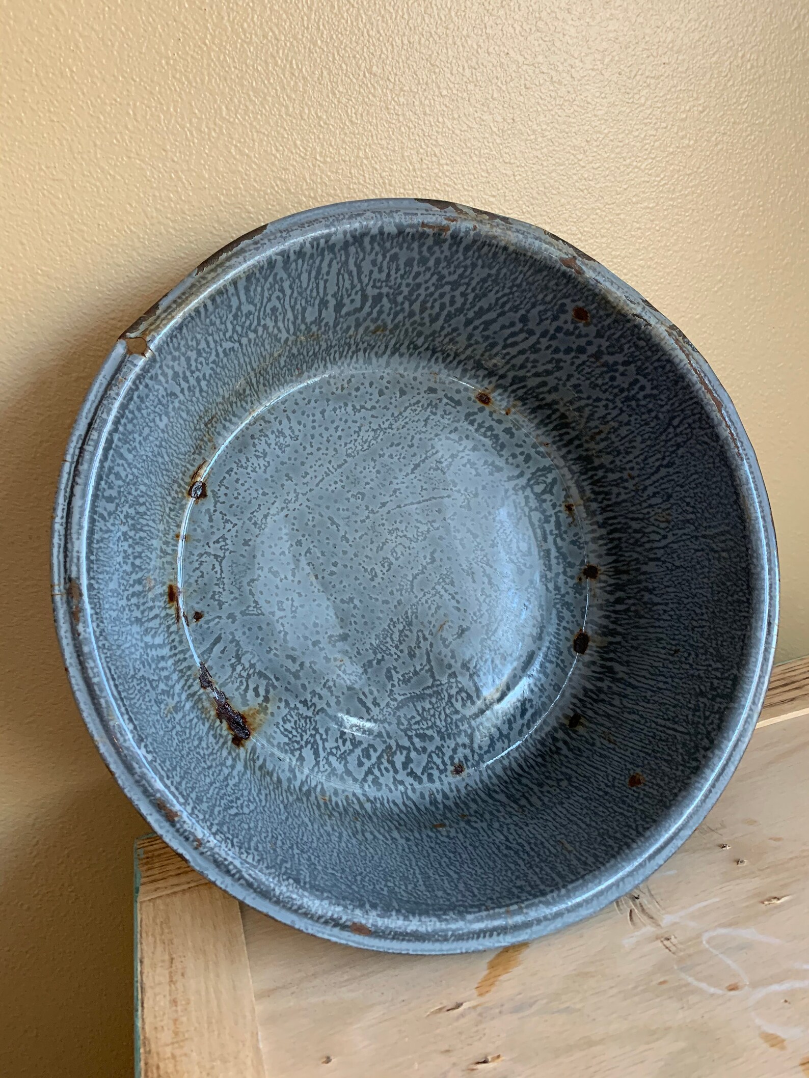 Large Grey Patterned Enamelware Wash Basin - Etsy