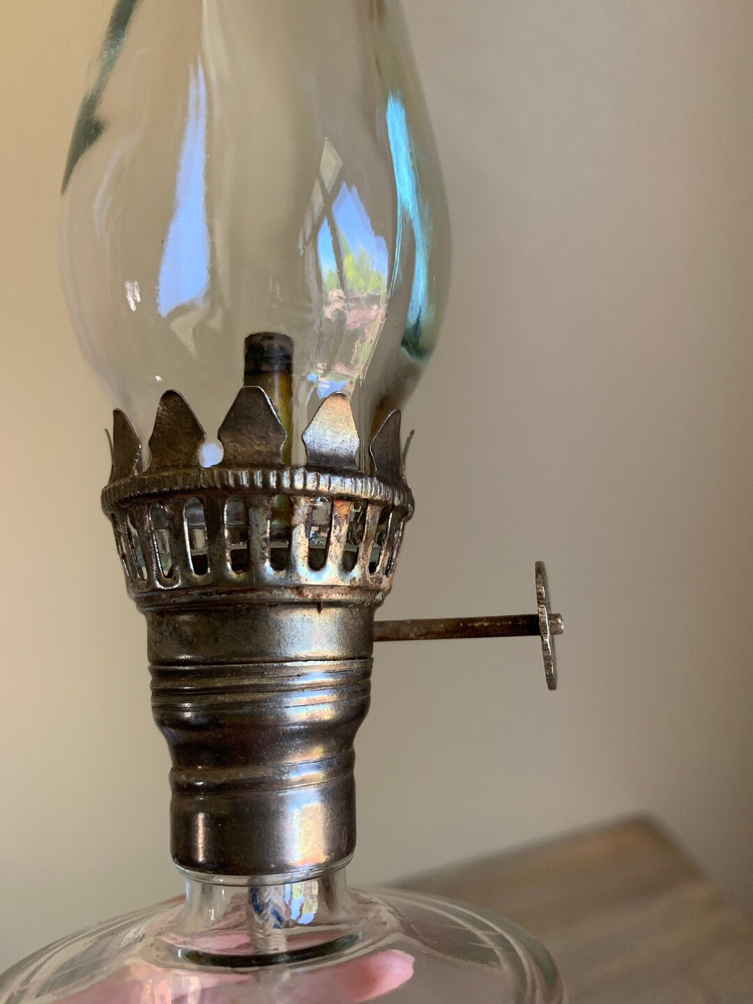 Small Antique Clear Glass Oil Lantern mottled Glass - Etsy