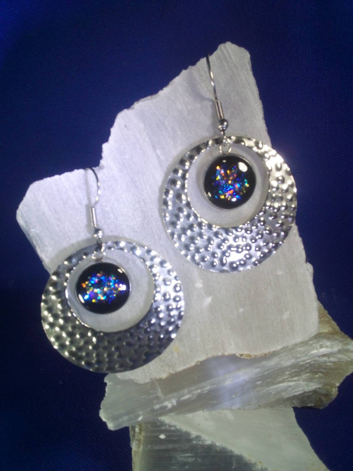 SHUNGITE EARRINGS Oraphim Crescent Moon Design With Silver - Etsy Sweden