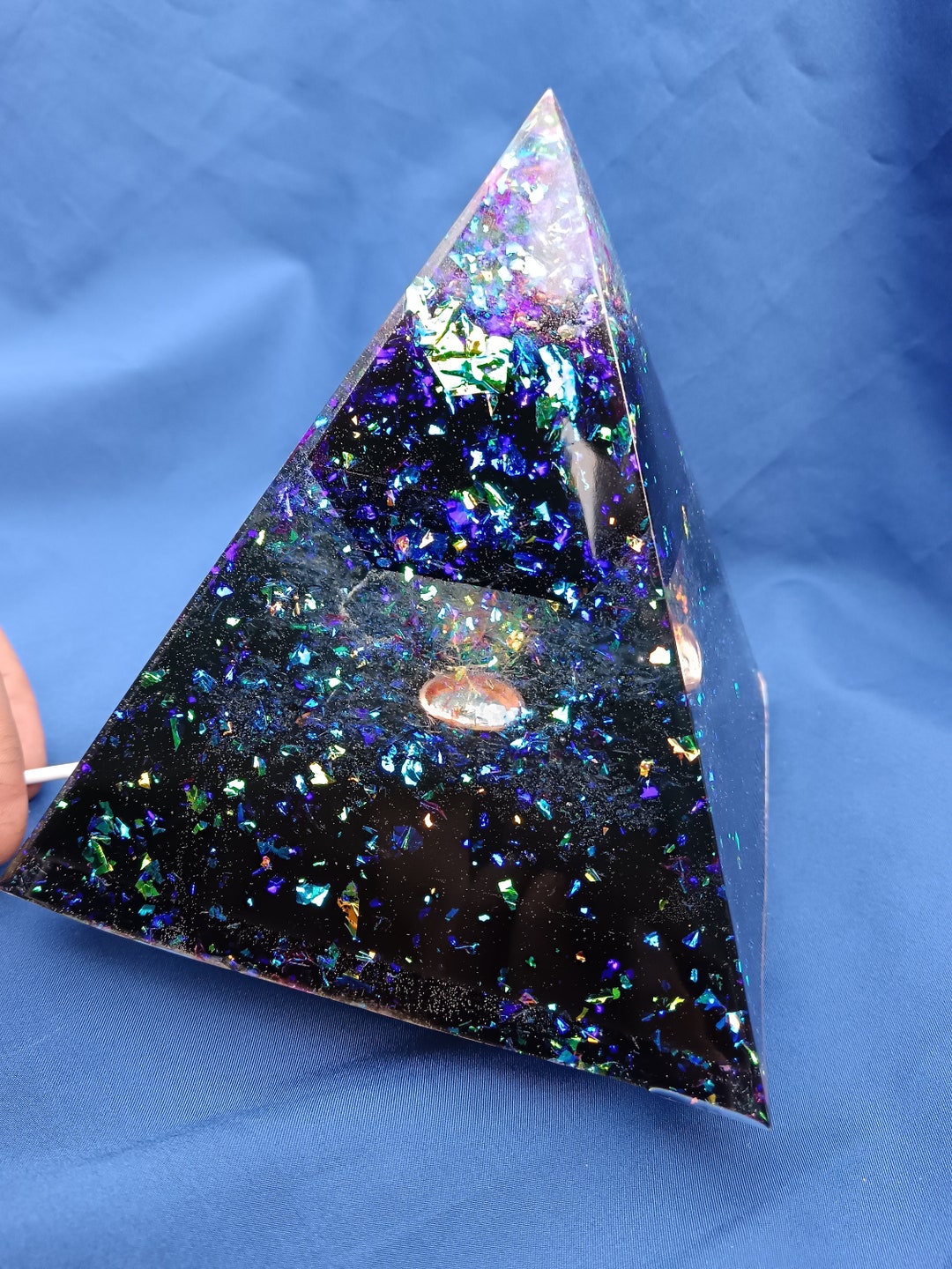SHUNGITE PYRAMID LAMP Colour Lights, Silver Activated Shungite Organite ...