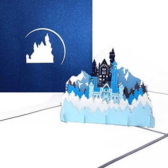 Pop-up Map bergpanorama & Schloss 3D Greeting Card - Etsy