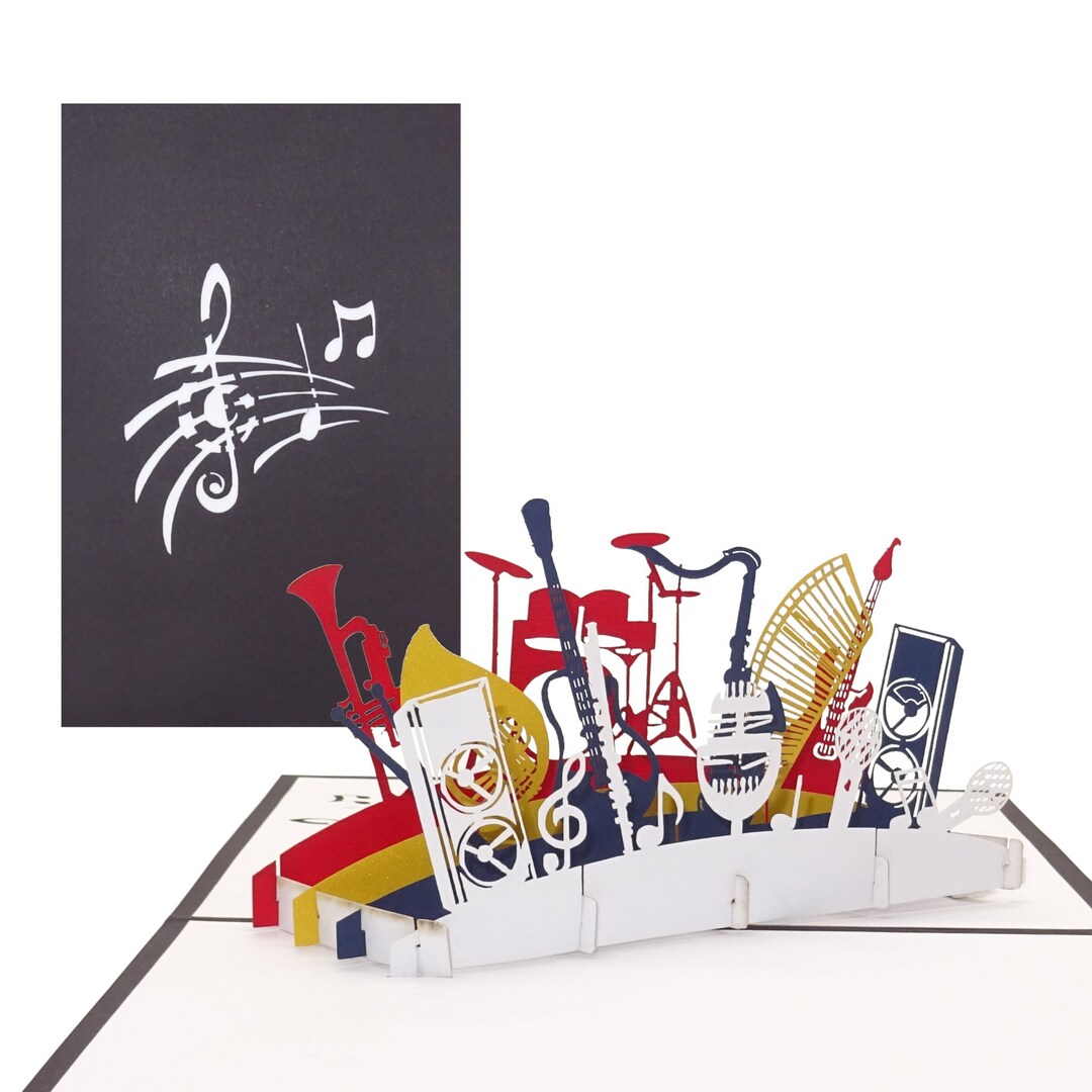 3D Pop up Card "orchestra - Musical Instruments" - Birthday Card Music ...