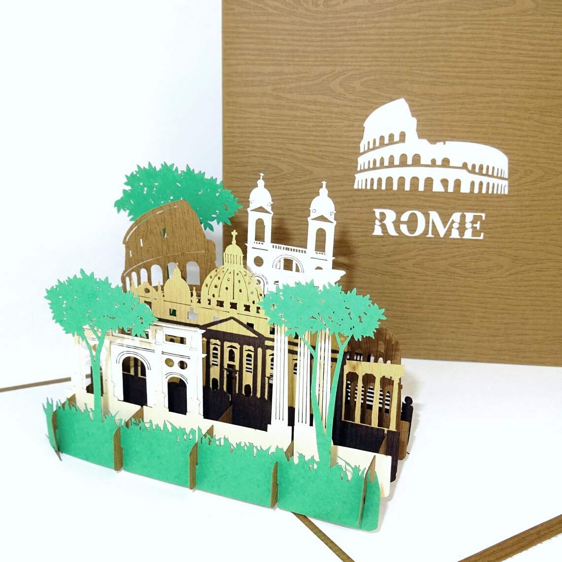 3D Pop up Card “rome - Panorama With Colosseum” as a Souvenir, Voucher ...