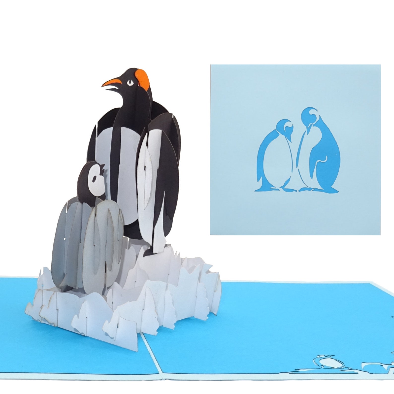 Pop-up Card "penguins on Ice Floe" - 3D Birthday Card Penguin ...