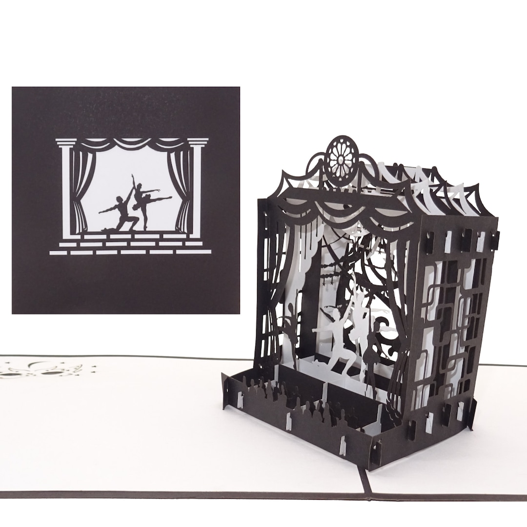 Pop up Card ballet & Dance Dancers on Stage 3D Birthday Card Elegant ...