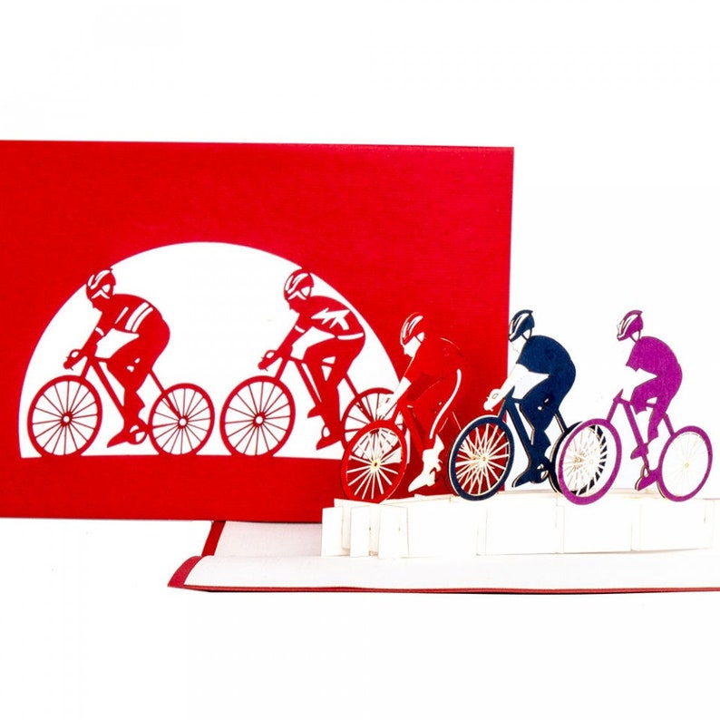 Pop-up Card "bicycle - Cycling in a Team" 3D Birthday Card for Cyclists ...