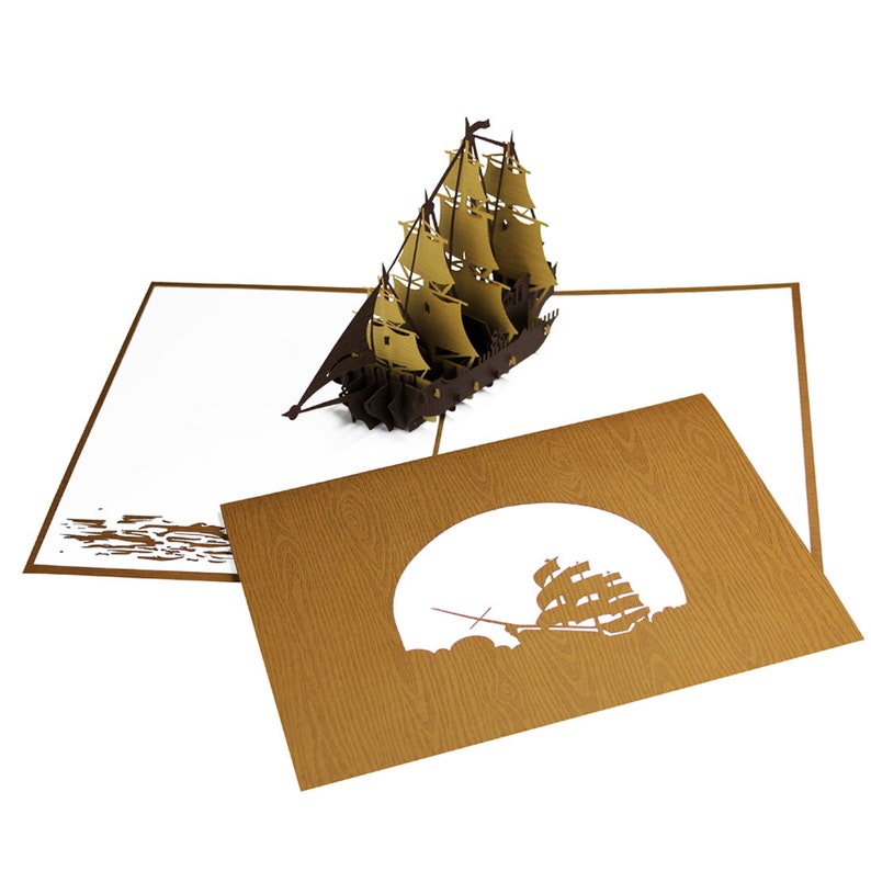 Pop up Card "sailing Ship - Four-master" Large 3D Birthday Card With ...