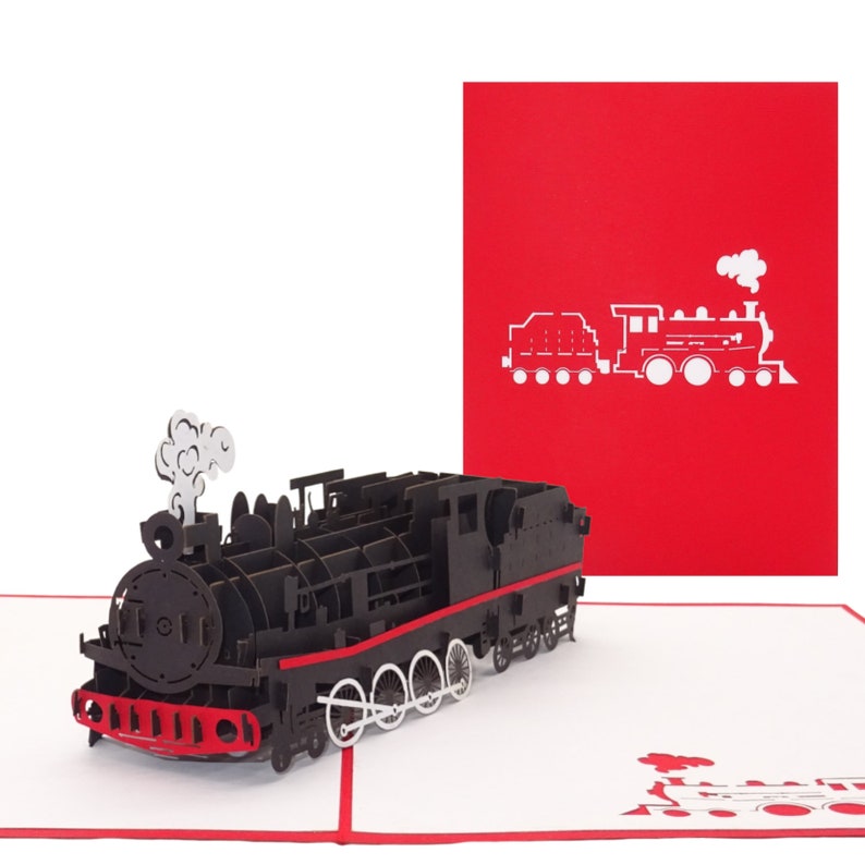 Pop up Card "steam Locomotive - Railway" - 3D Birthday Card, Travel ...