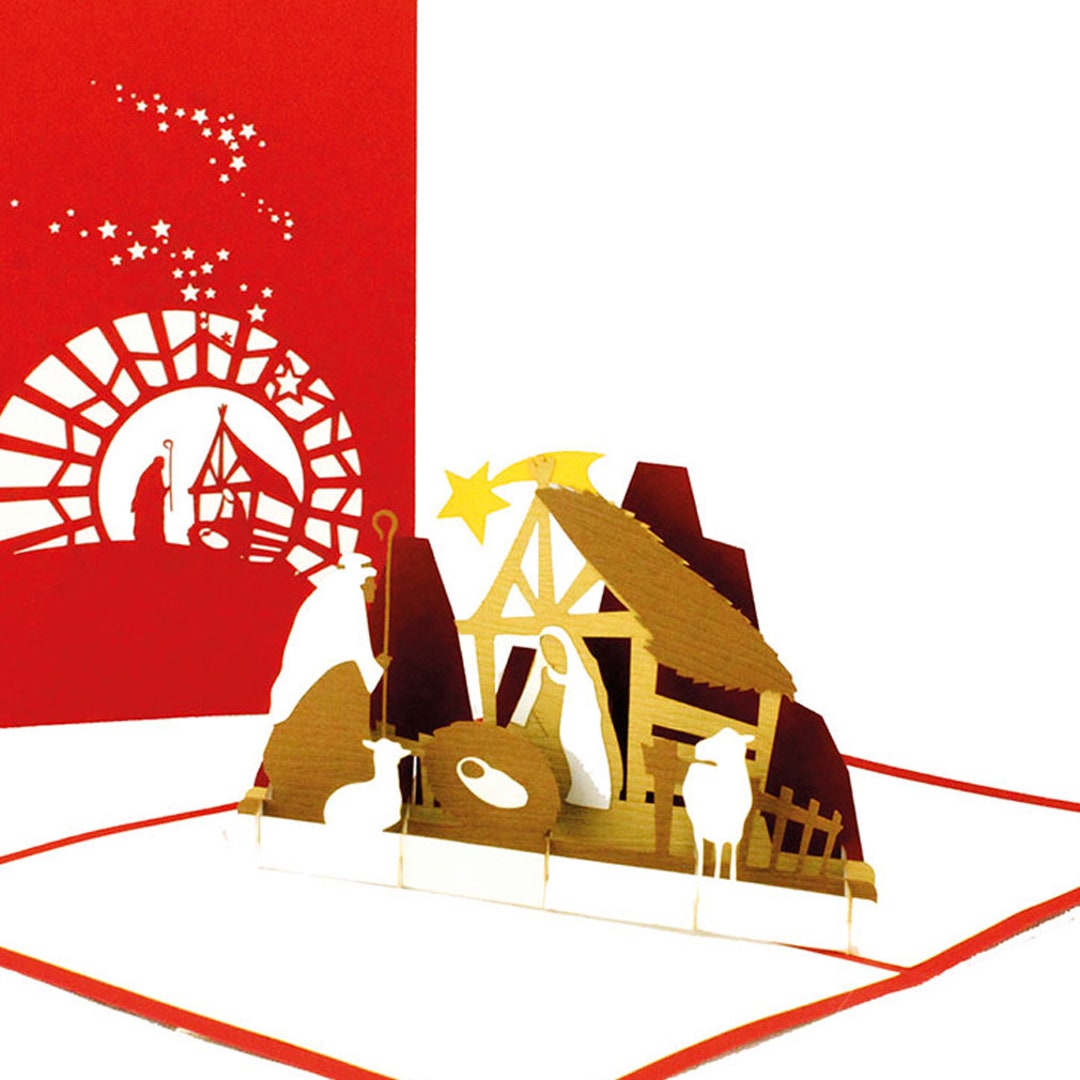 Christmas Card crib With Star 3D Pop up Card - Etsy