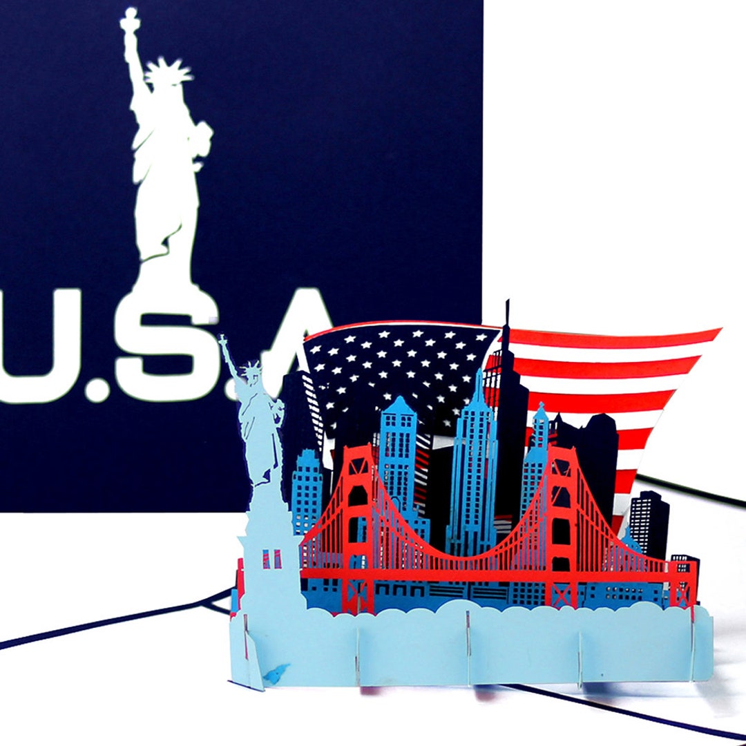 U.S.A. Pop up Card Stars & Stripes 3D Greeting Card as a Souvenir ...